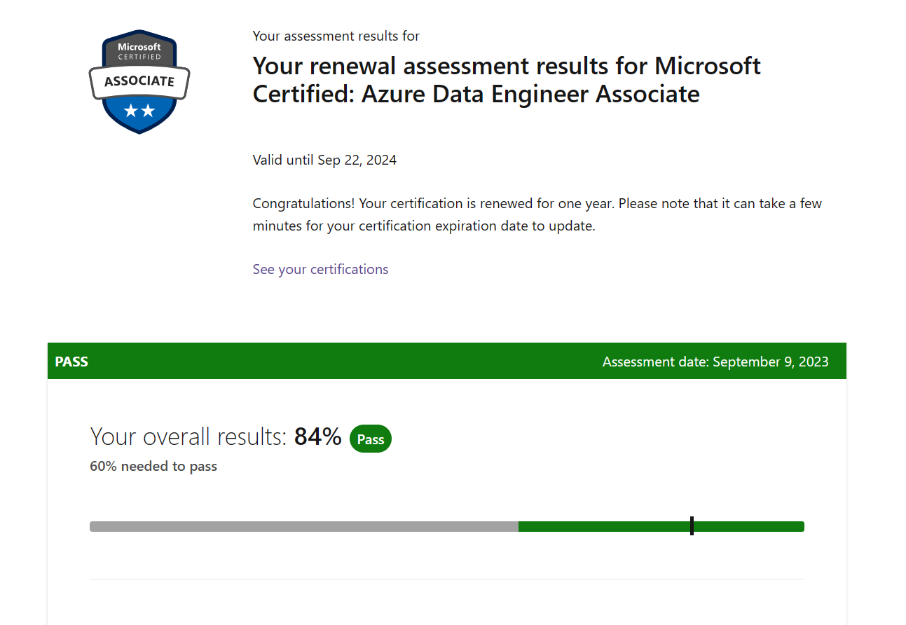 Microsoft Certified: Azure Data Engineer Associate の更新試験に合格 - 気の向くままに